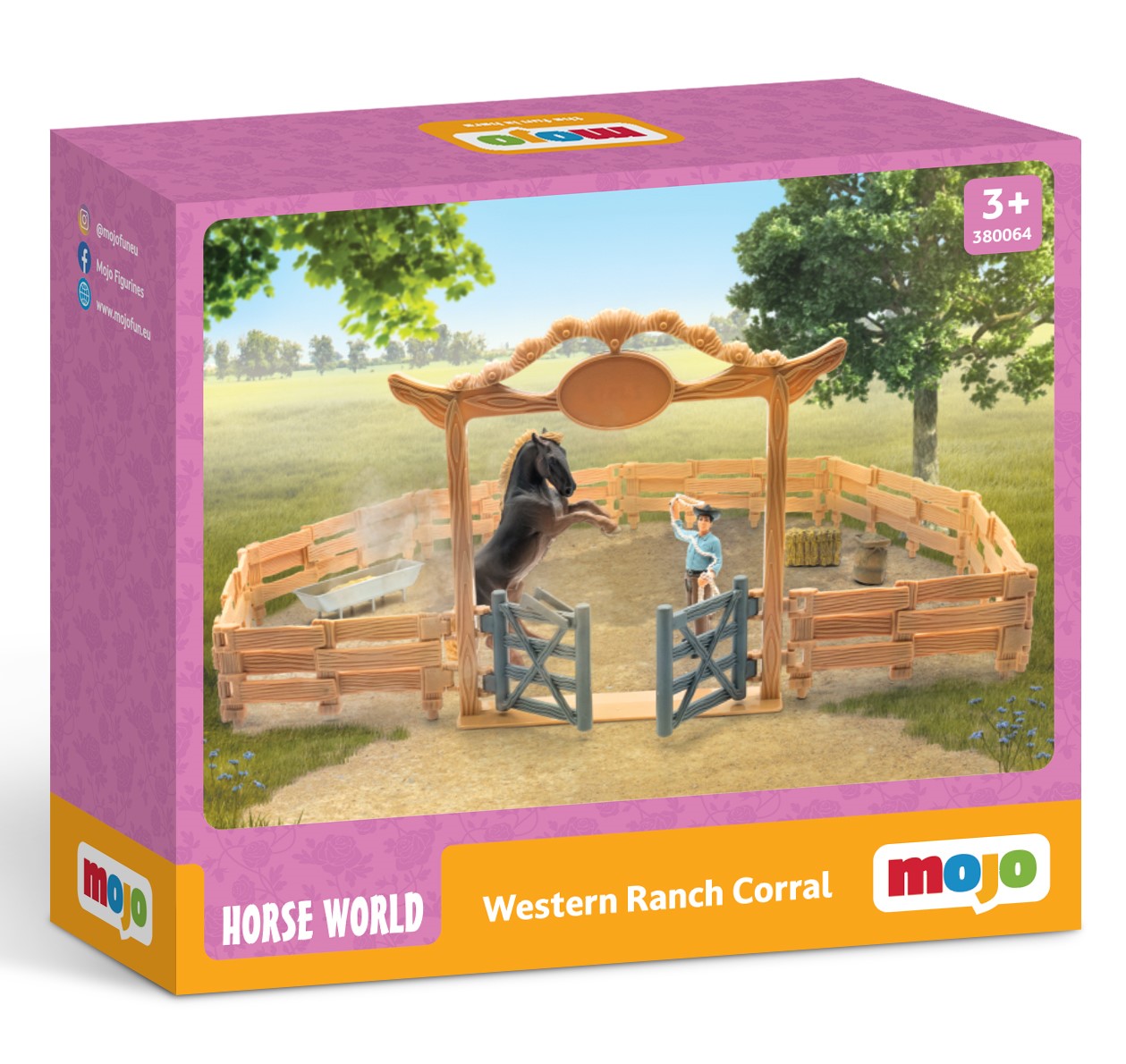 Mojo Western Ranch dyreindhegning med cowboy (14 dele), Land liv - Mojo ...