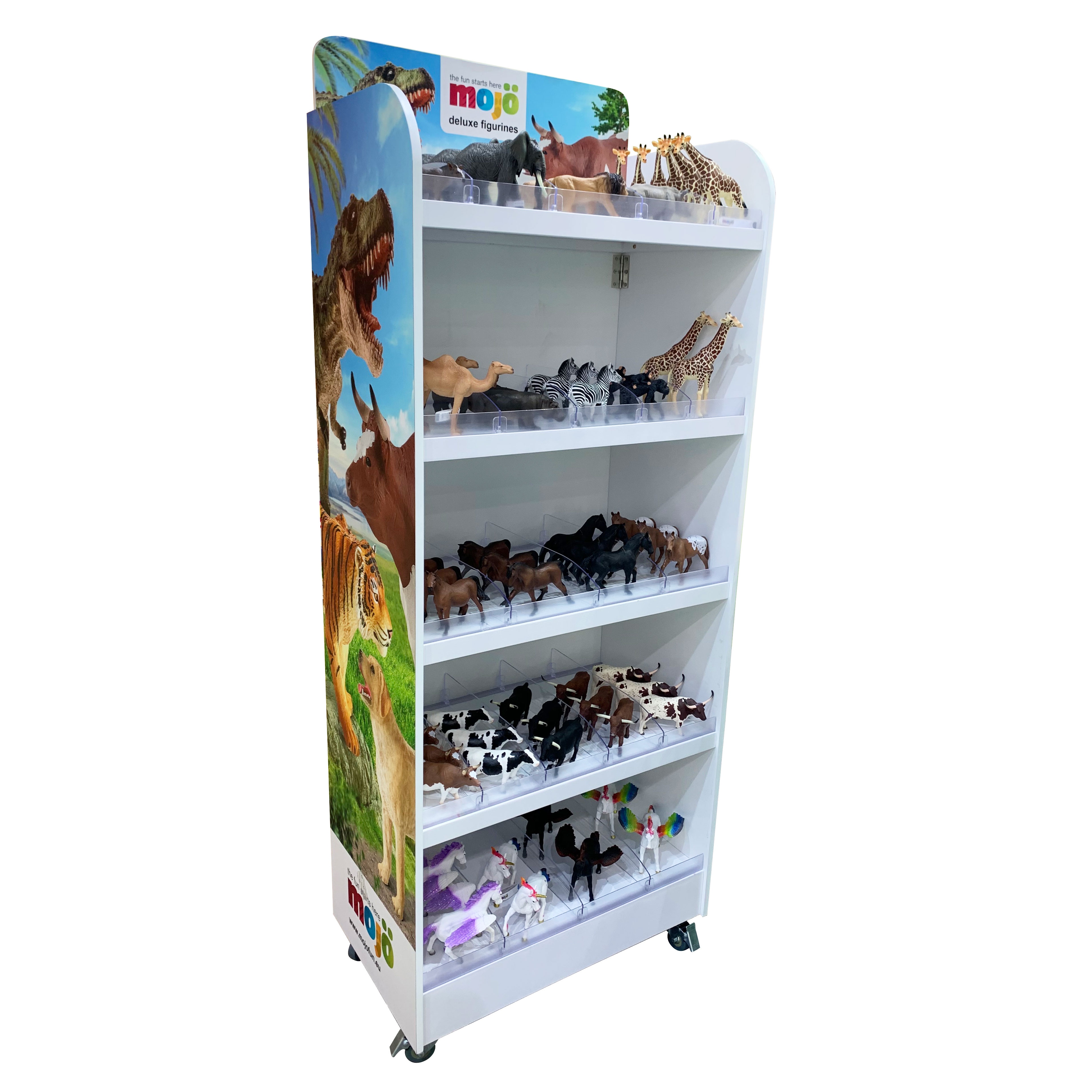 Mojo 62 cm Hvid gulv display hylder og hjul - Mojo - Import for Kids ApS